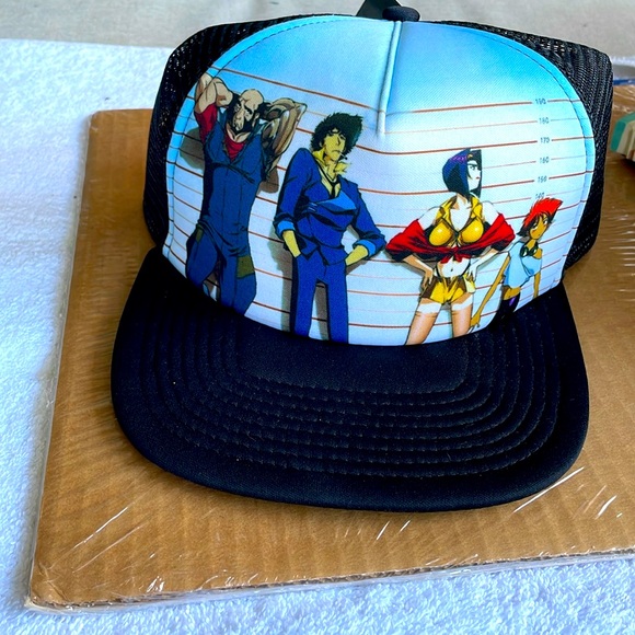Accessories | Nwt Cowboy Bebop Line Up 5 Panel Foam Trucker Hat Black ...